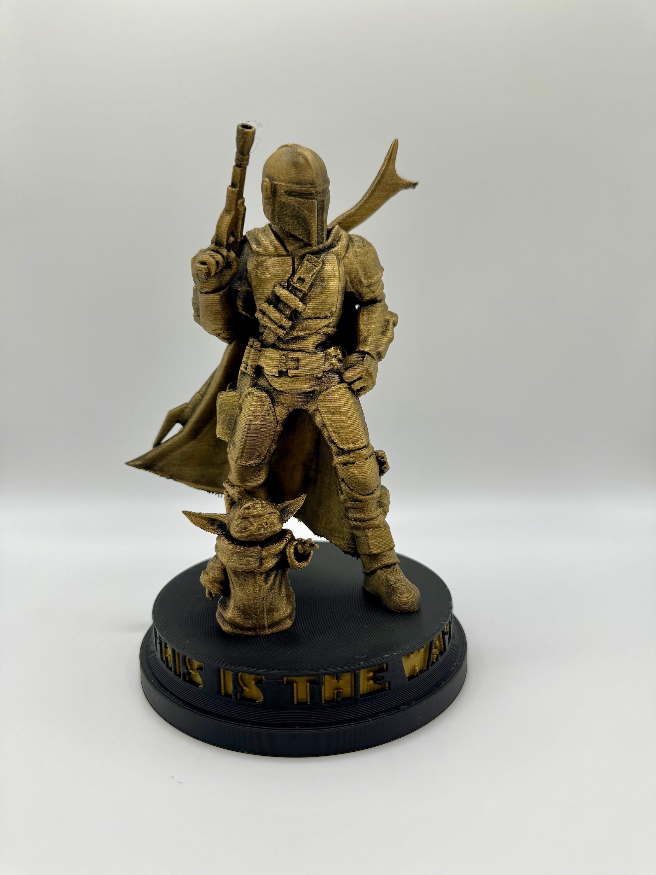 Hand-painted 3D Printed Mandalorian and Grogu Fan Art Figurine Star ...