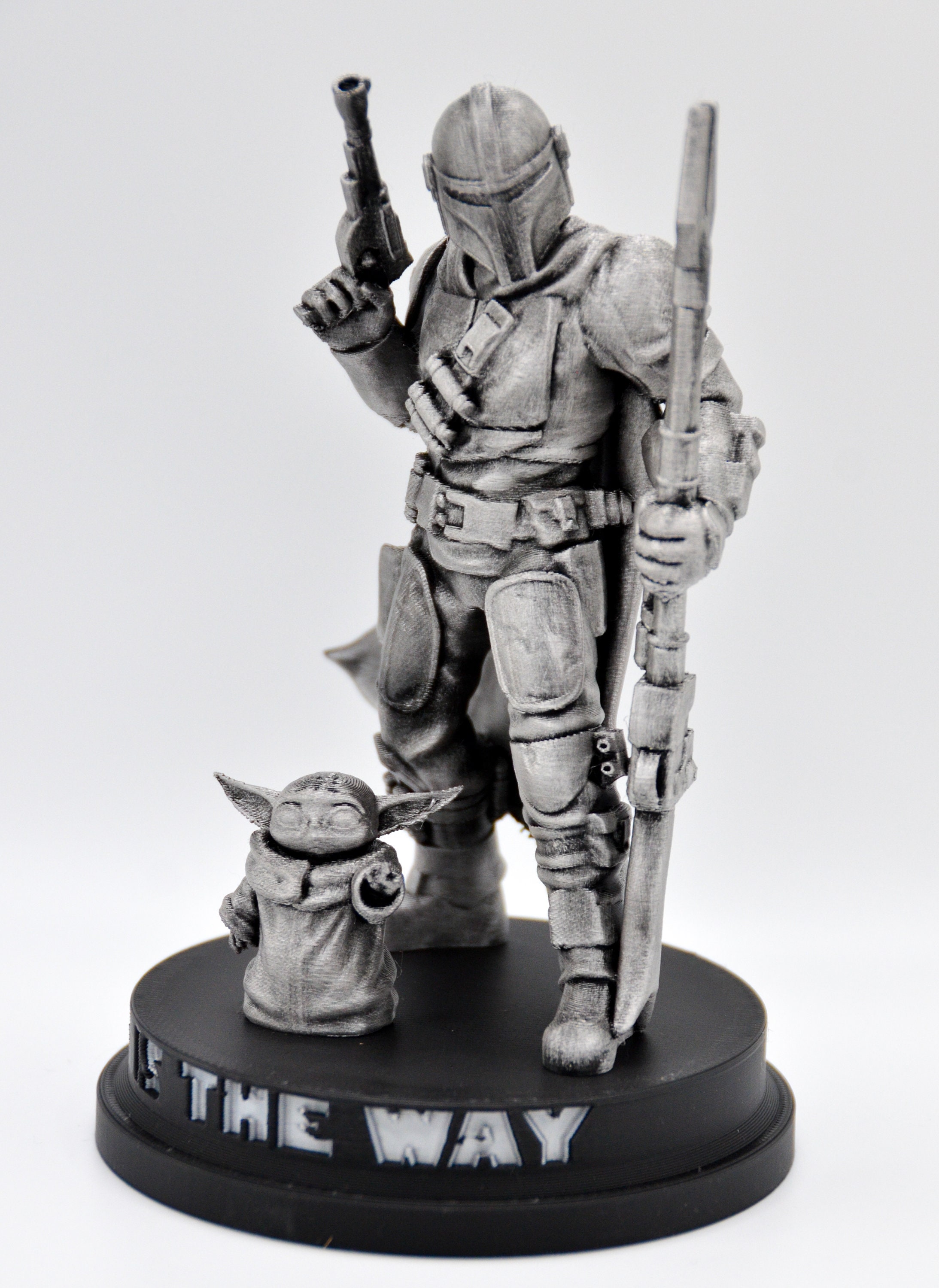 Hand-painted 3D Printed Mandalorian and Grogu Fan Art Figurine Star ...