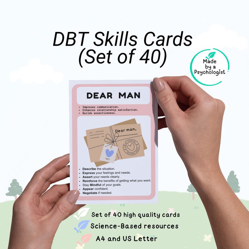 DBT Skills Cards, DBT Flashcards, Dialectical Behavior Therapy, DBT ...