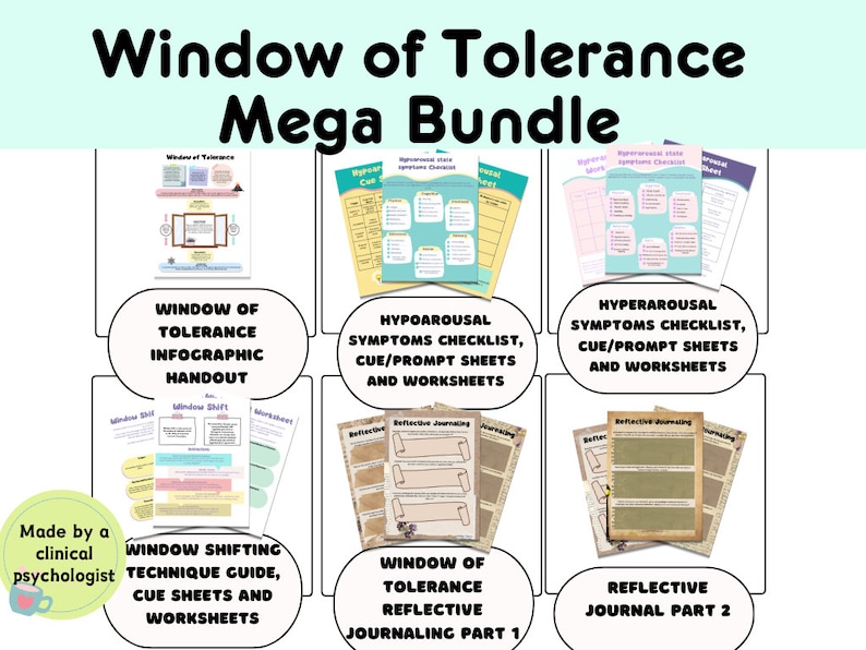 Window of Tolerance Worksheets Bundle Emotional Regulation Nervous ...
