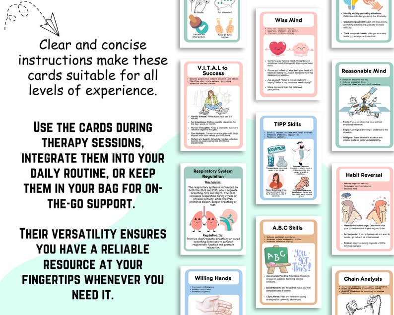 DBT Skills Cards, DBT Flashcards, Dialectical Behavior Therapy, DBT ...