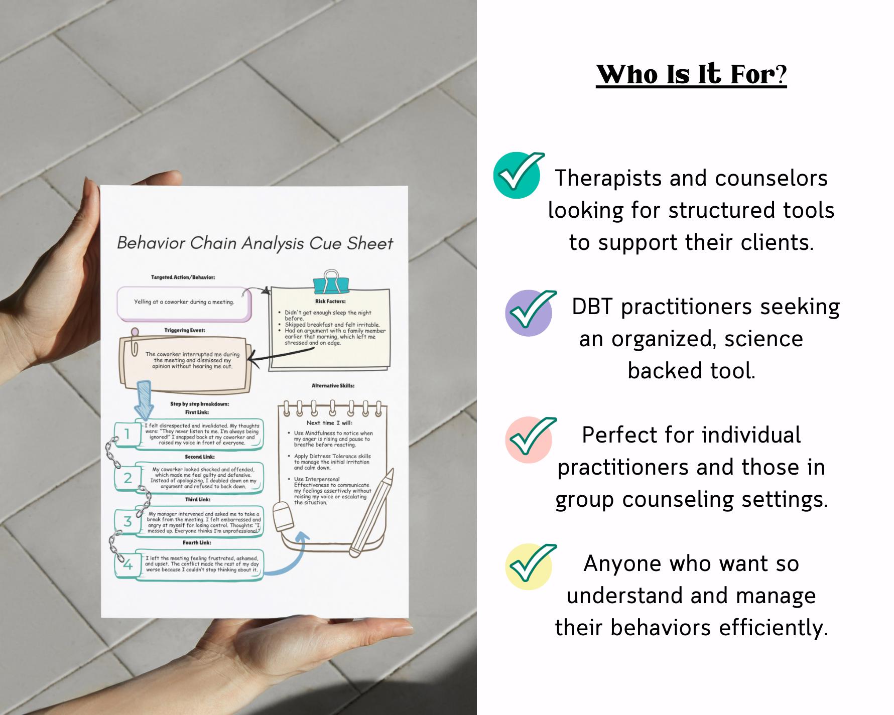 Behavior Chain Analysis Worksheet PDF, DBT Worksheets, DBT Behavior ...