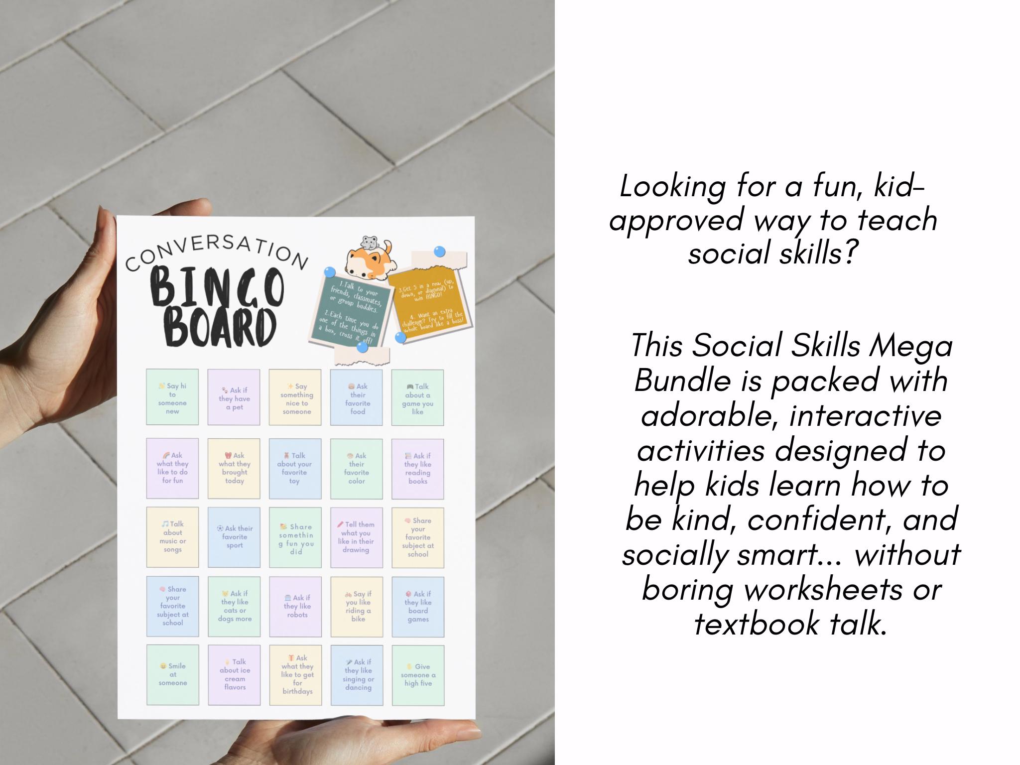 Kids Social Skills Bundle, Social Skills Bingo, Pdf Social Skills Game ...