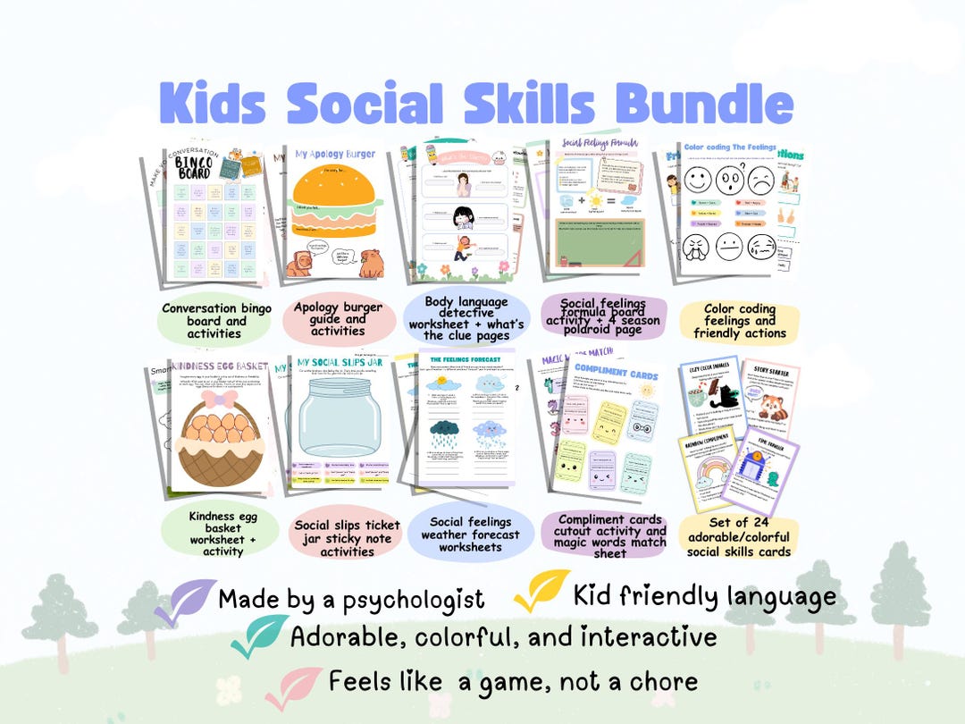 Kids Social Skills Bundle, Social Skills Bingo, Pdf Social Skills Game ...