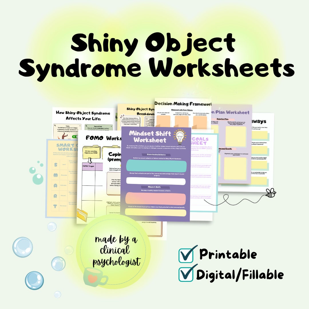 Overcome Shiny Object Syndrome Worksheets Therapy - Etsy