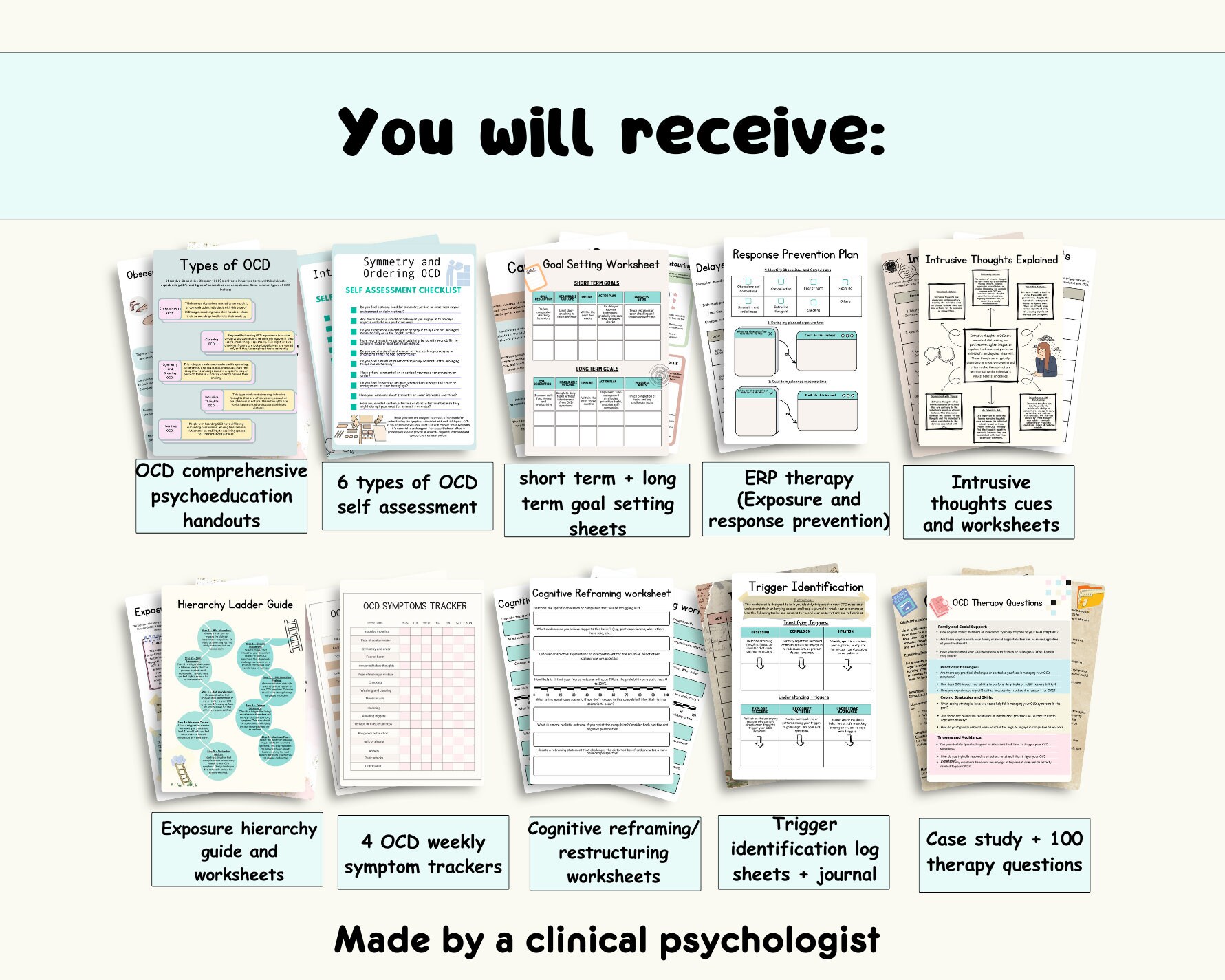 OCD Worksheets, OCD Workbook, ERP Exposure and Response Prevention, Ocd ...