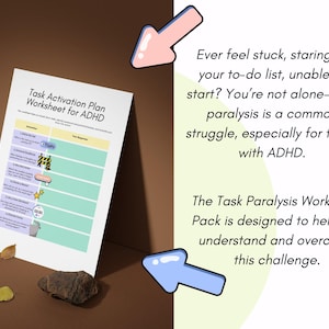 ADHD Task Paralysis Worksheets: Task Activation Plan (printable ...