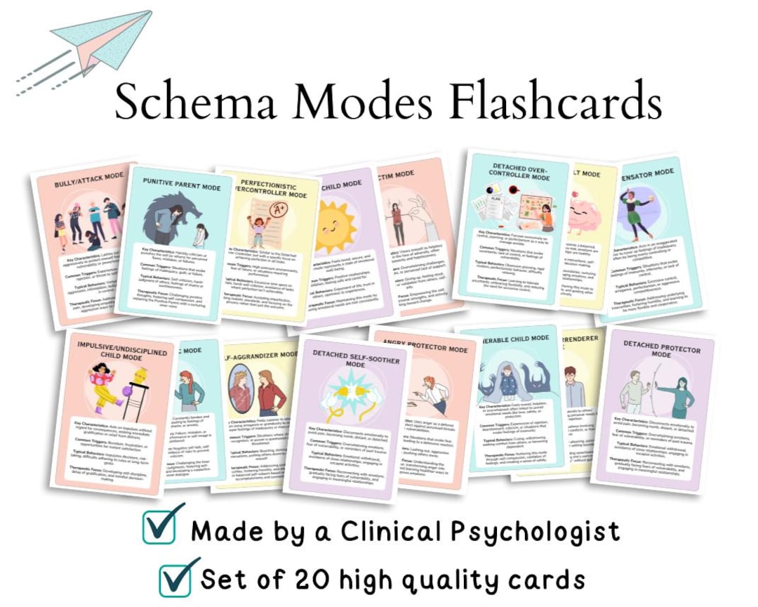 Schema Mode Flashcards, Schema Therapy Cards, Schema Worksheets, Schema ...
