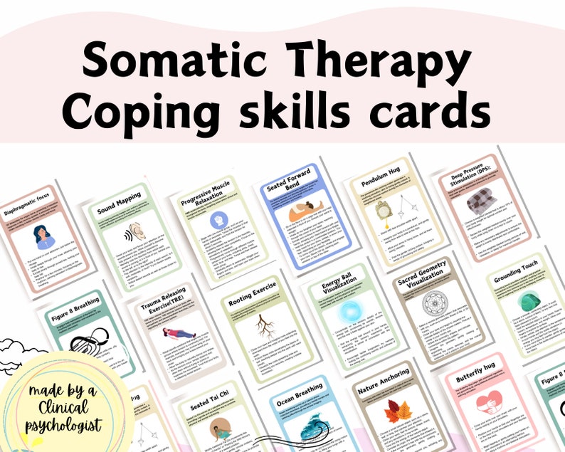 Somatic Psychotherapy Coping Skills Cards, Somatic Exercises for ...