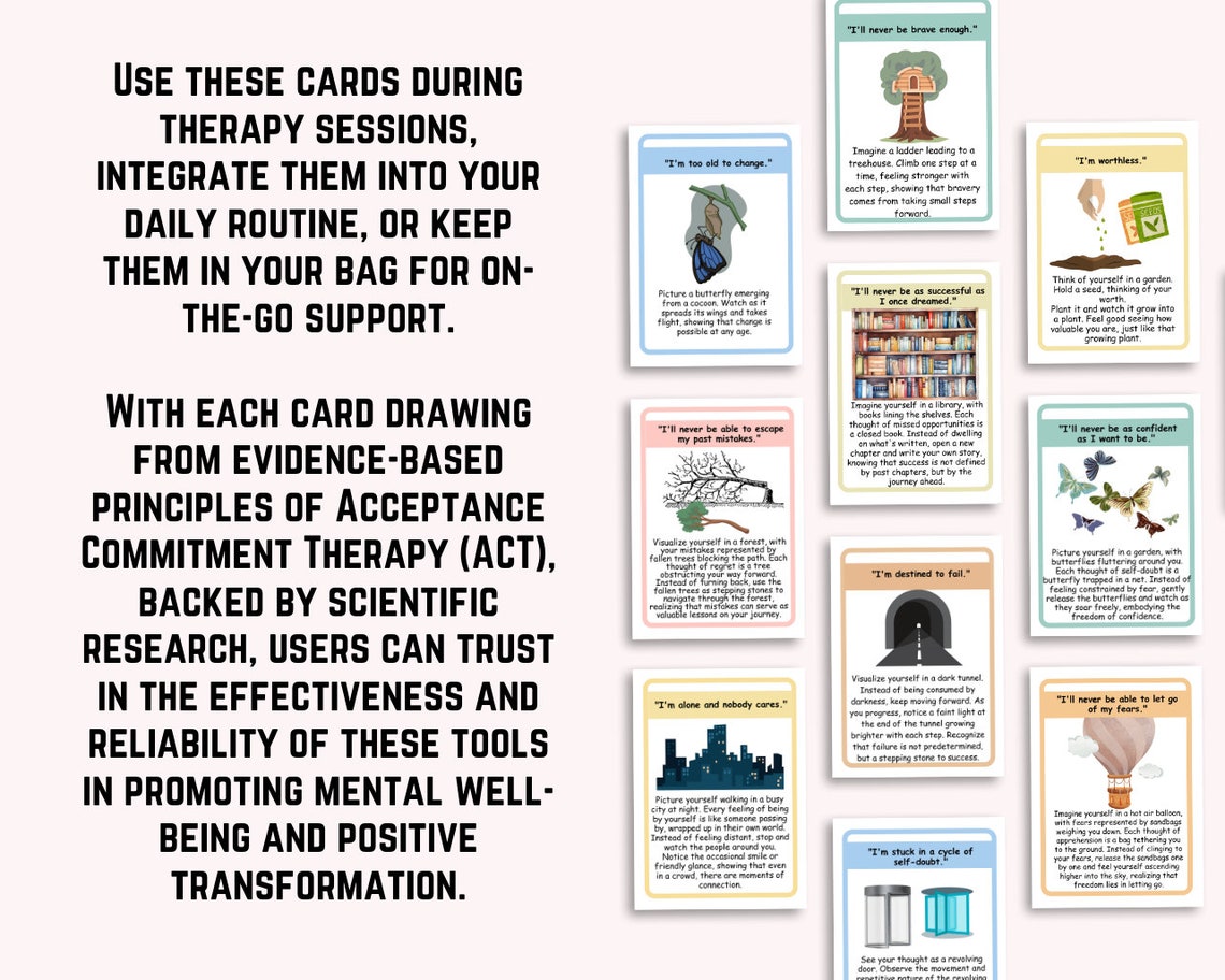 Acceptance and Commitment Therapy Cards, ACT Metaphor Cards, ACT ...
