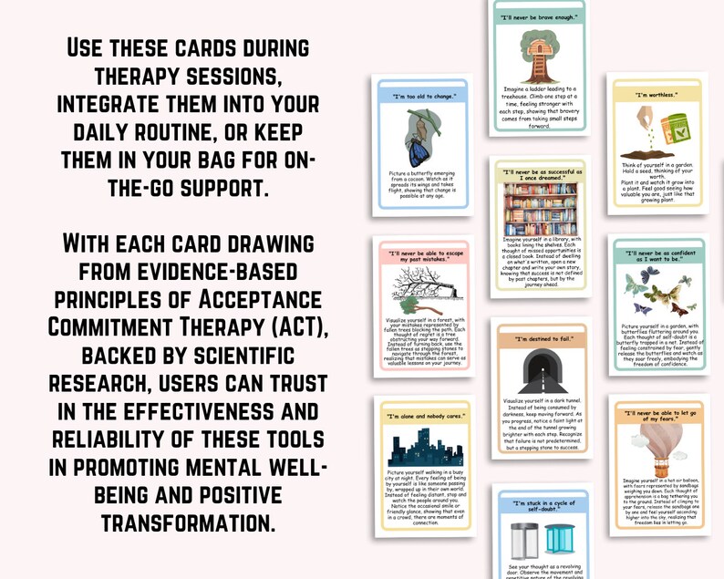 Acceptance and Commitment Therapy Cards, ACT Metaphor Cards, ACT ...