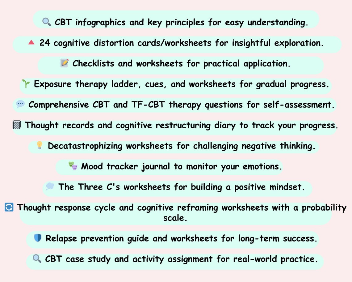 CBT Bundle CBT Worksheets Cognitive Behavior Therapy Cognitive ...
