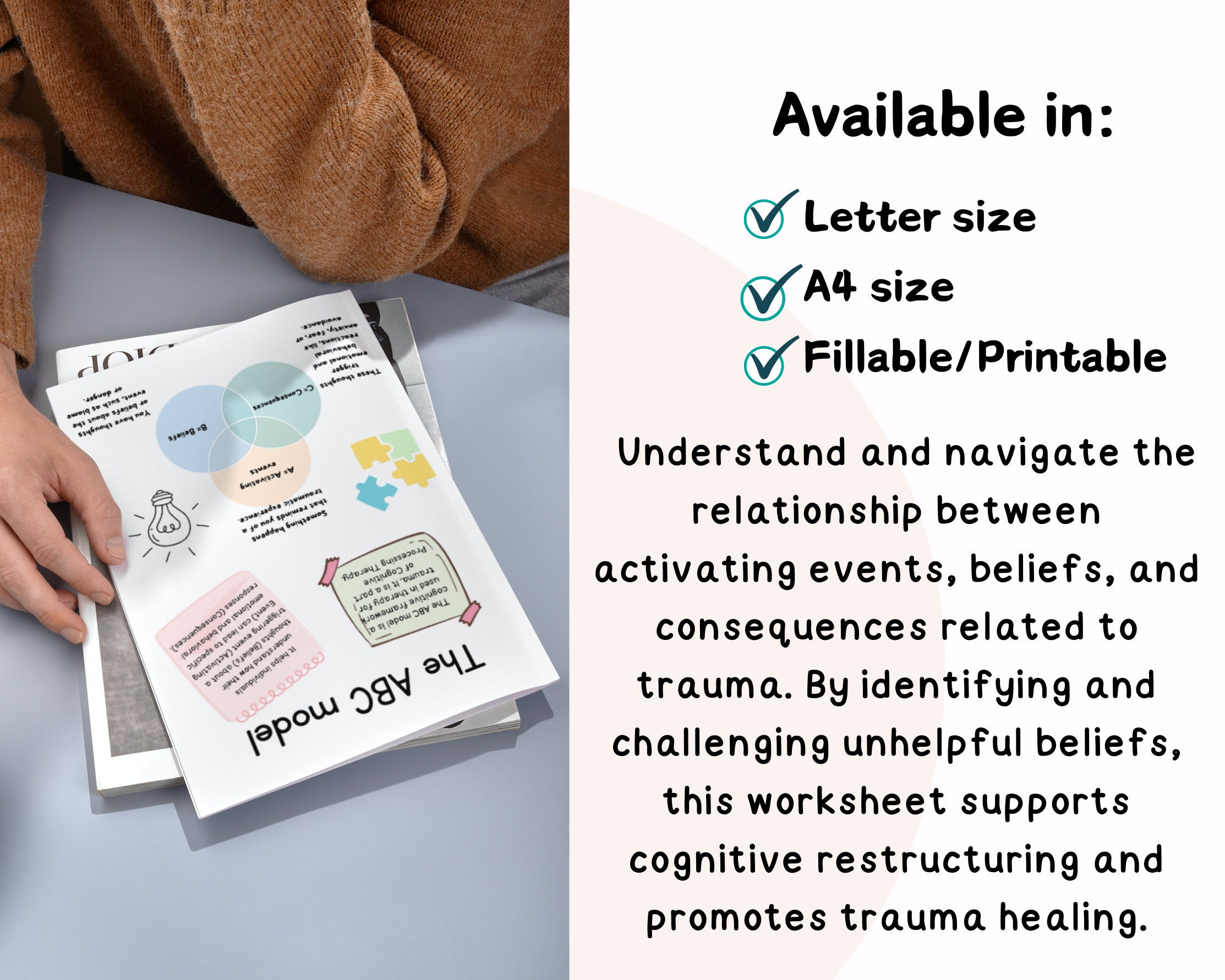 CPT Worksheet, ABC Worksheet Trauma, Cognitive Processing Therapy, CPT ...