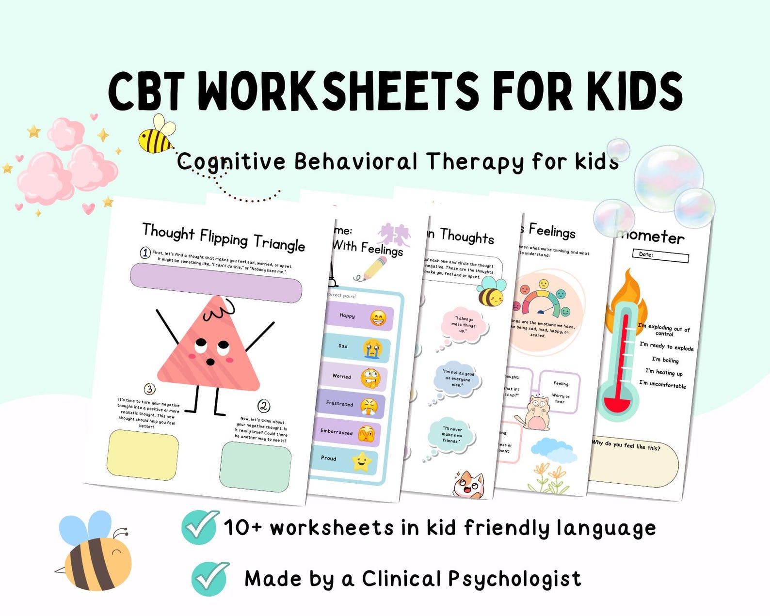 CBT for Kids, CBT Worksheets for Kids, Cognitive Behavioral Therapy for ...