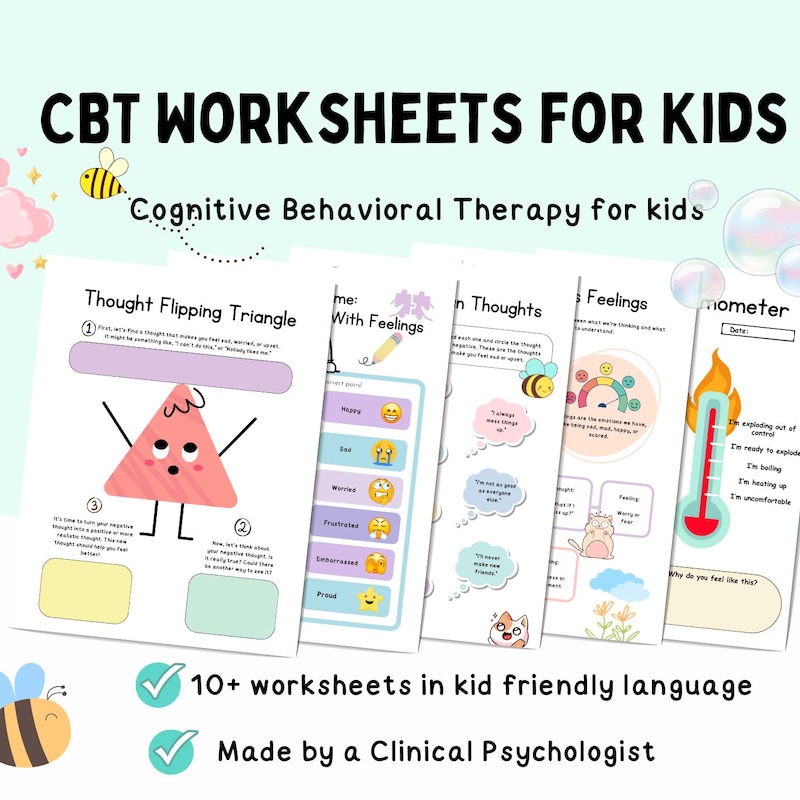 Cbt Worksheets for Kids - Etsy