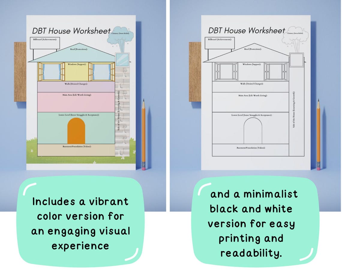 DBT House Worksheets: Dialectical Behavior Therapy Pack (printable ...