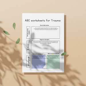 CPT Worksheet, ABC Worksheet Trauma, Cognitive Processing Therapy, CPT ...