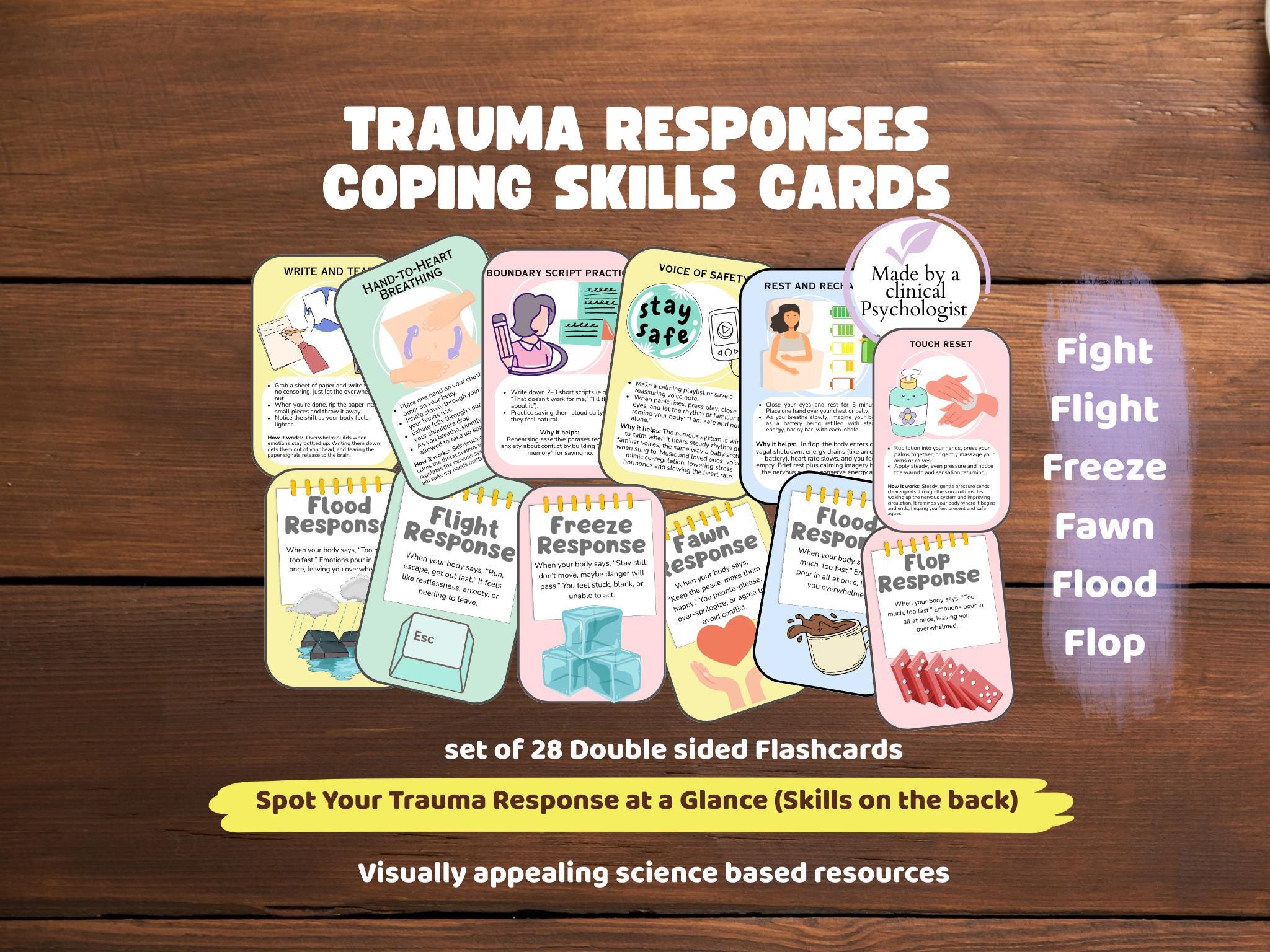 Trauma Coping Skills Cards, Trauma Responses, Trauma Therapy Tools ...