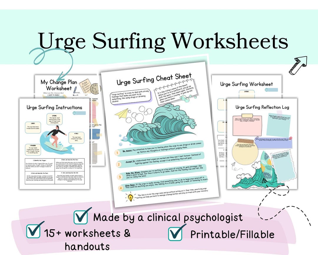 Urge Surfing Worksheets, Urge Surfing DBT Worksheets, Dialetical ...