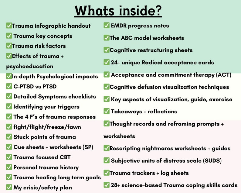 Trauma Worksheets, Trauma Therapy Bundle, Trauma Workbook, Therapy ...