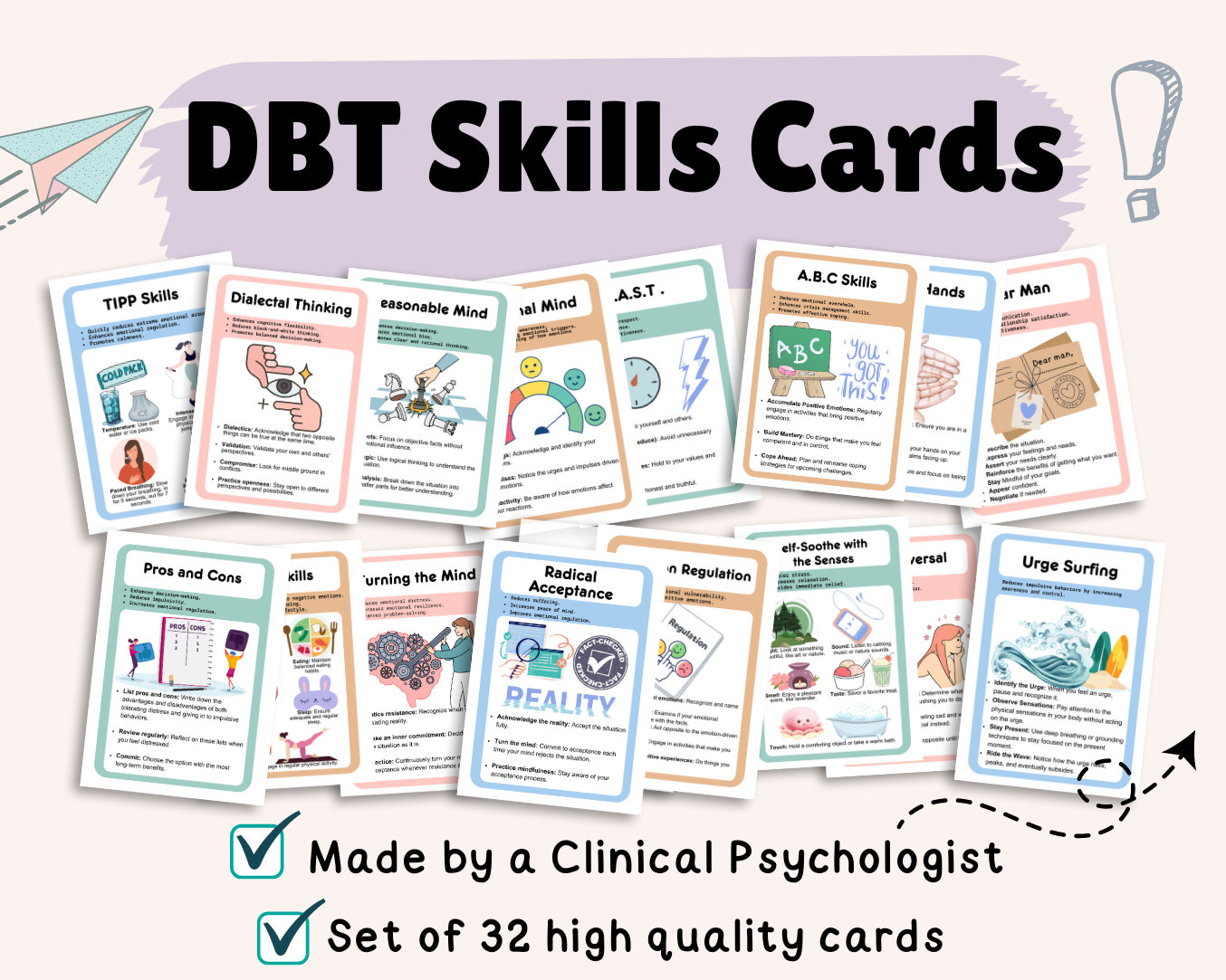 DBT Skills Cards, DBT Flashcards, Dialectical Behavior Therapy, DBT ...