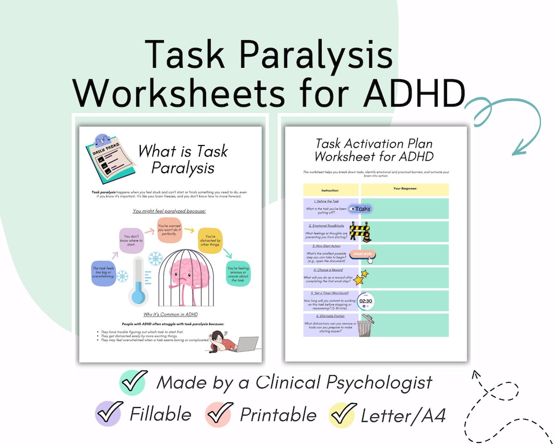 Task Paralysis Worksheets Adhd Task Paralysis Adhd Worksheets Adhd