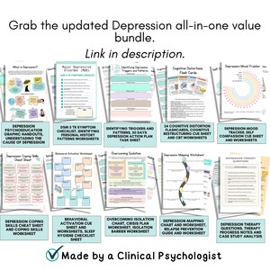Depression Workbook Brain and Depression Handout Cards Depression ...