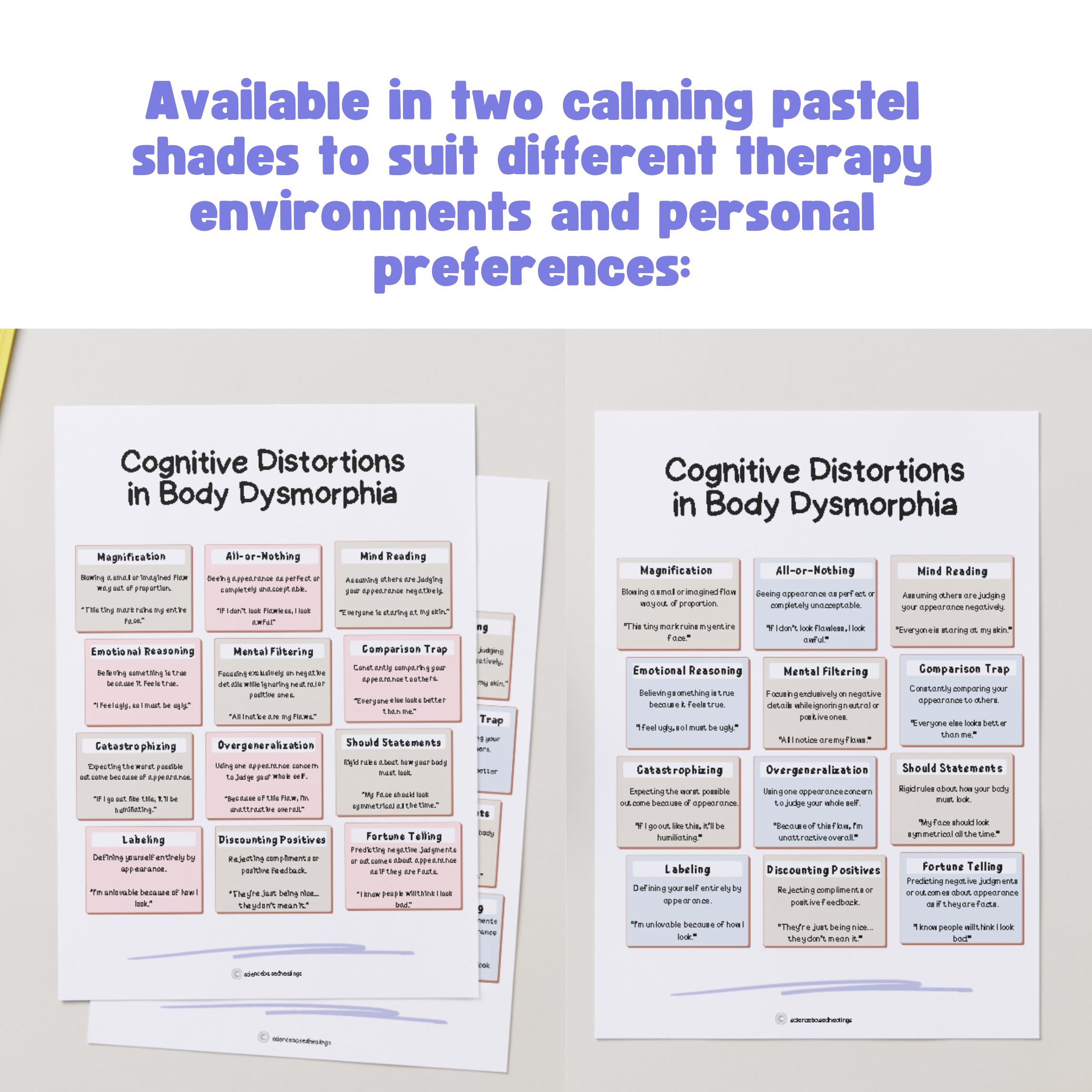 Cognitive Distortions Handout for Body Dysmorphia (can Be Used as a ...