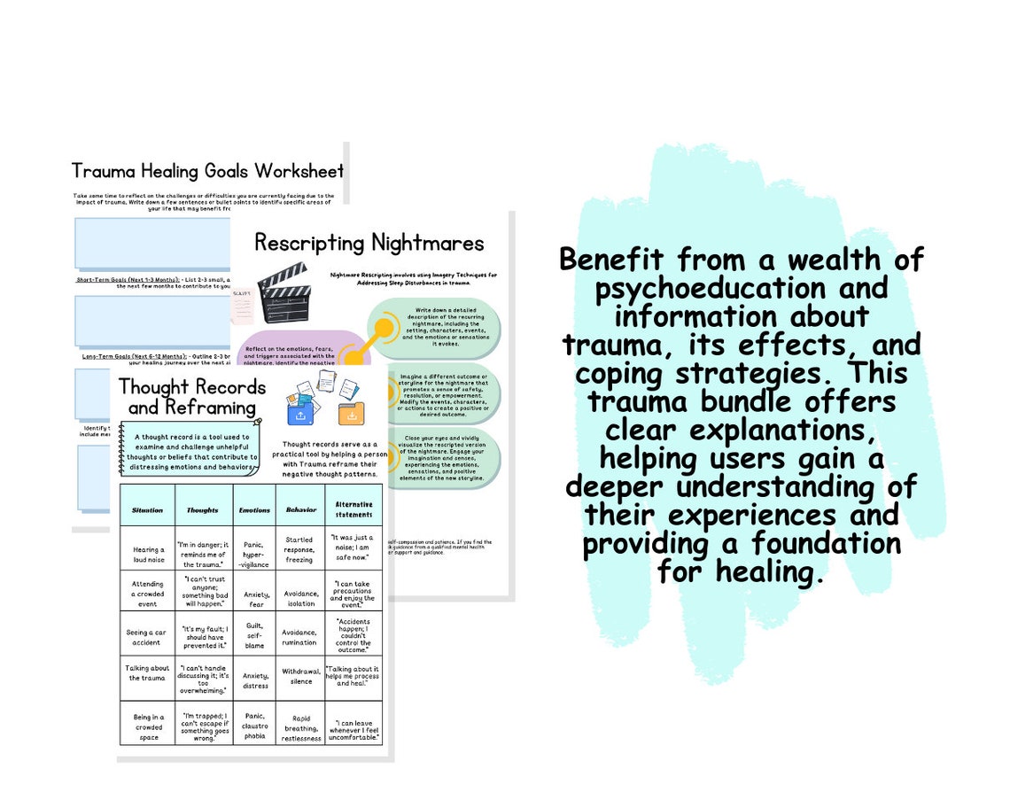Trauma Worksheets, Trauma Therapy Bundle, Trauma Workbook, Therapy ...