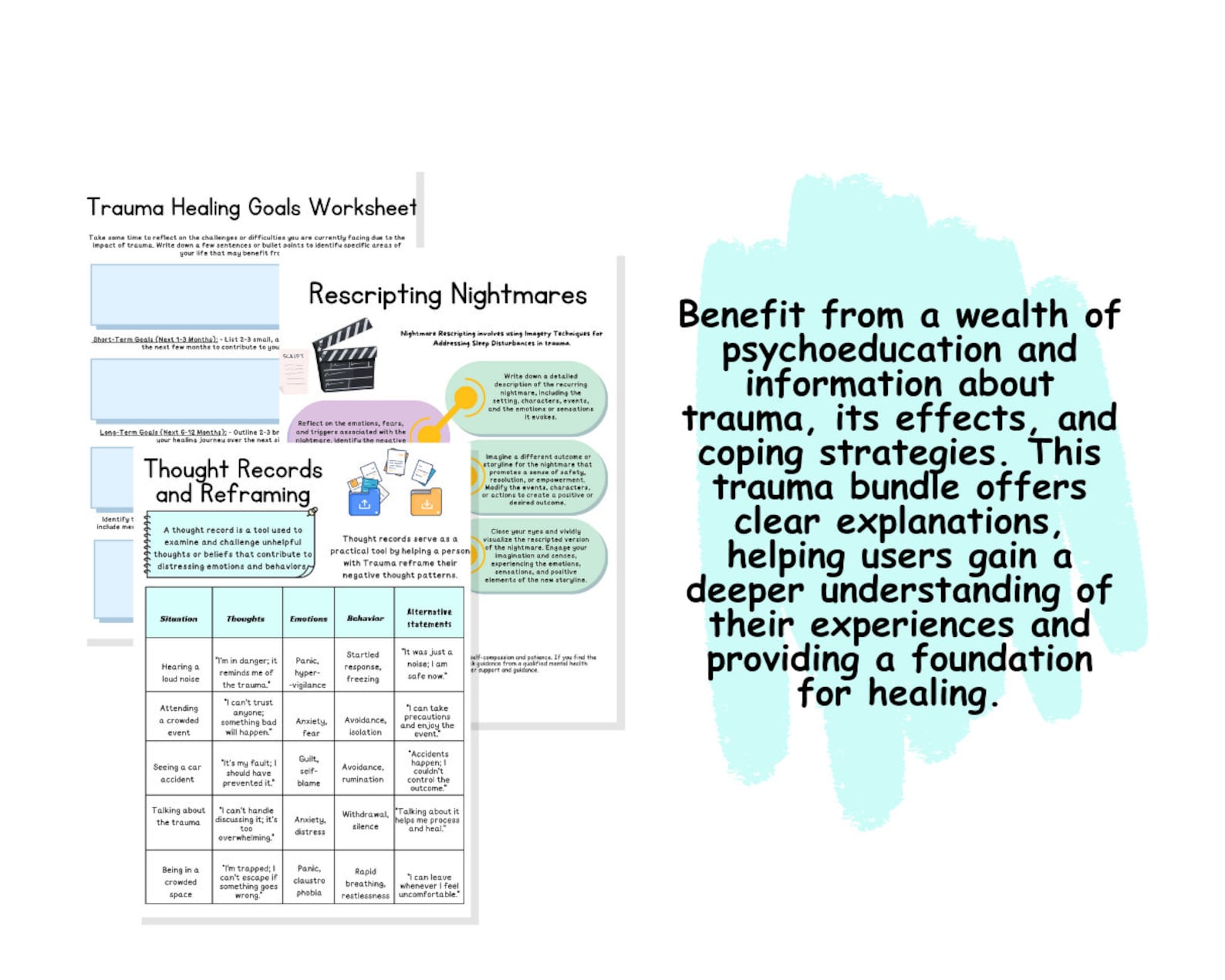 Trauma Worksheets, Trauma Therapy Bundle, Trauma Workbook, Therapy ...