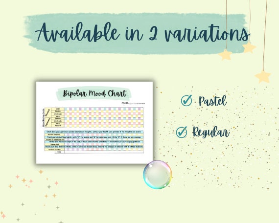 Bipolar Mood Tracker: Printable Mood Chart (US Letter/a4) - Etsy
