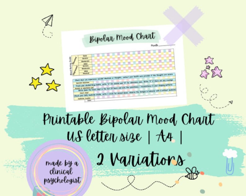 Bipolar Mood Tracker: Printable Mood Chart (US Letter/a4) - Etsy
