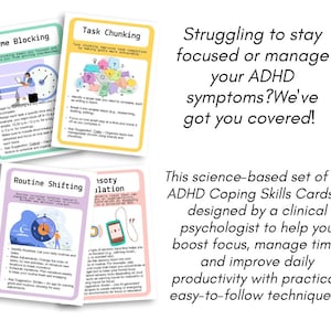 ADHD Coping Skills Cards, ADHD Therapy Tools, ADHD Bundle, Adhd for ...