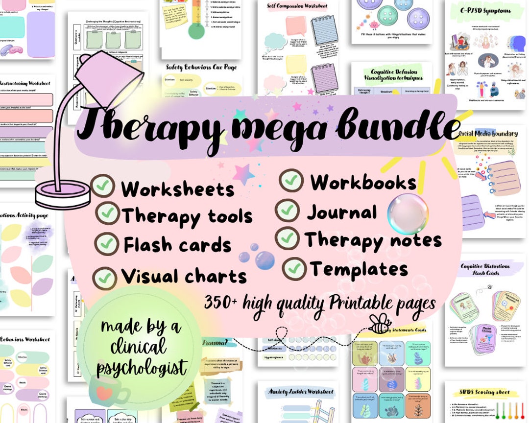 Therapy Bundle Worksheets Therapy Journal Template Therapy Notes Cheat ...