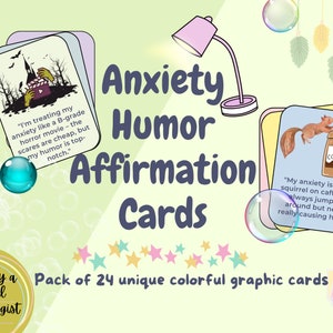 Funny Anxiety Affirmation Cards: Mental Health Humor (printable Set of ...