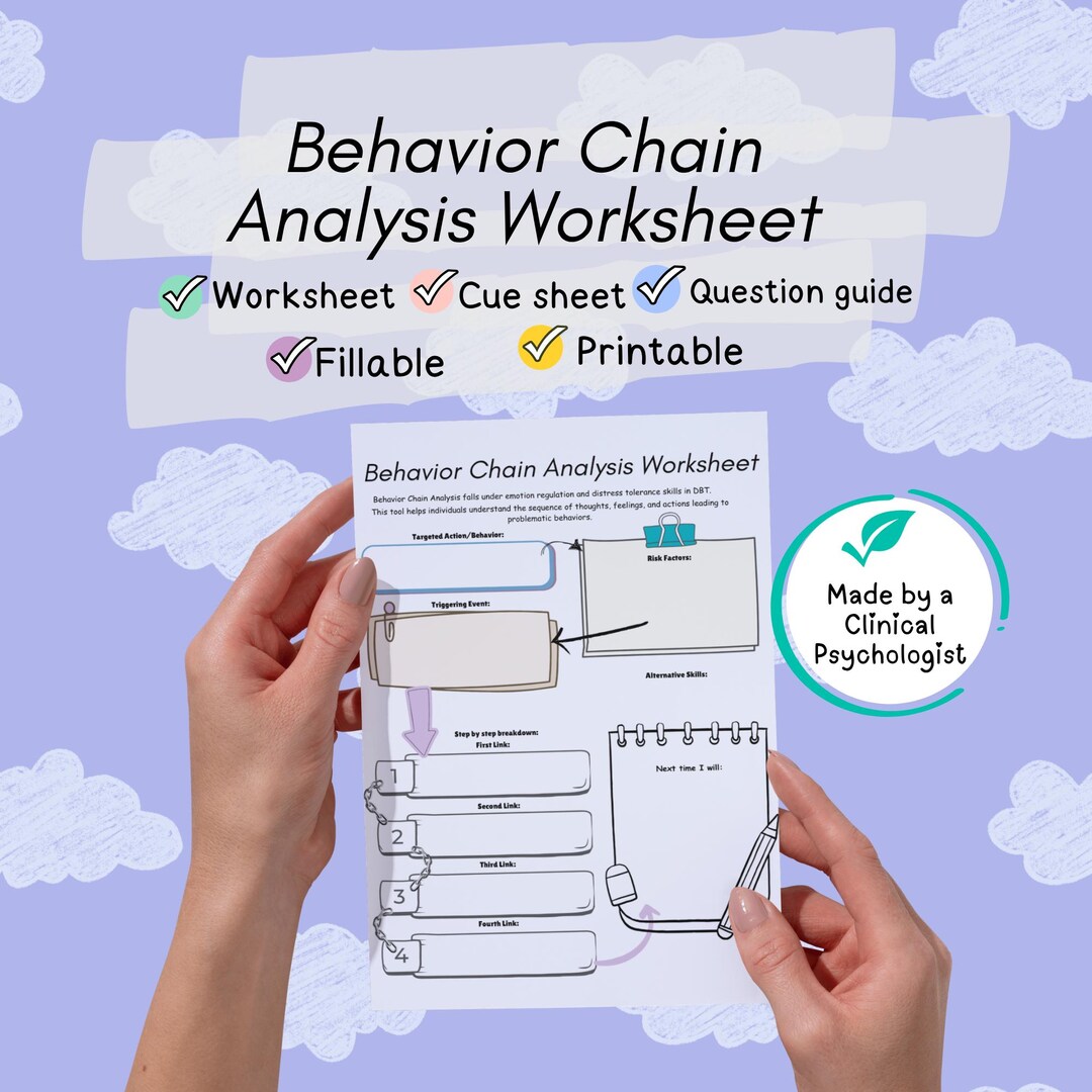 Behavior Chain Analysis Worksheet PDF, DBT Worksheets, DBT Behavior ...