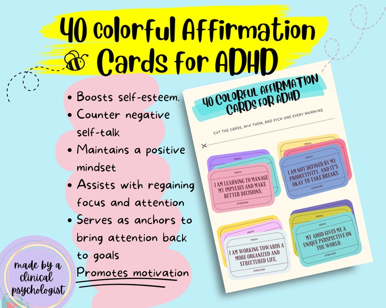 Empowering ADHD Printable Affirmation Cards Struggle Adhd Digital ...