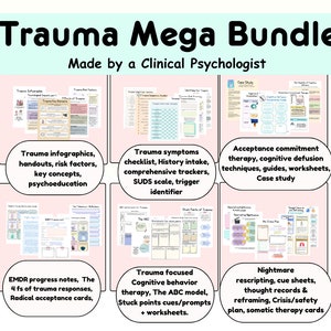 Trauma Worksheets, Trauma Therapy Bundle, Trauma Workbook, Therapy ...