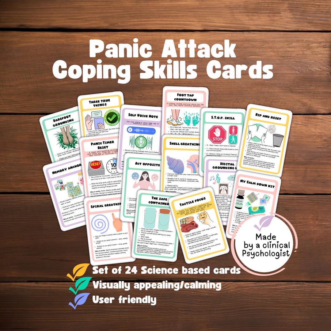 Panic Attack Coping Skills Cards, Panic Attack Worksheets, Panic Attack ...