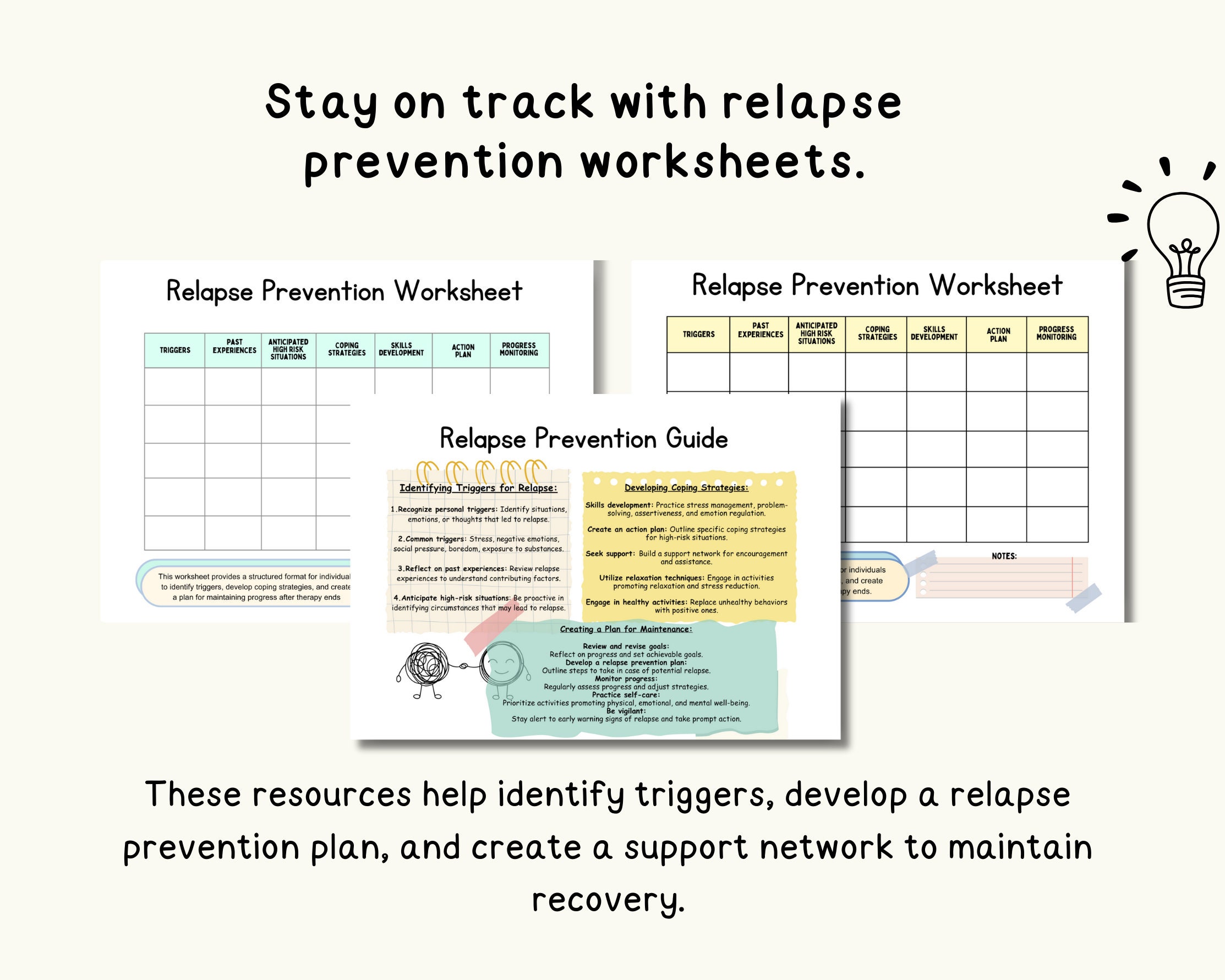 Addiction Recovery Worksheets: CBT, Urge Surfing, Stages of Change ...