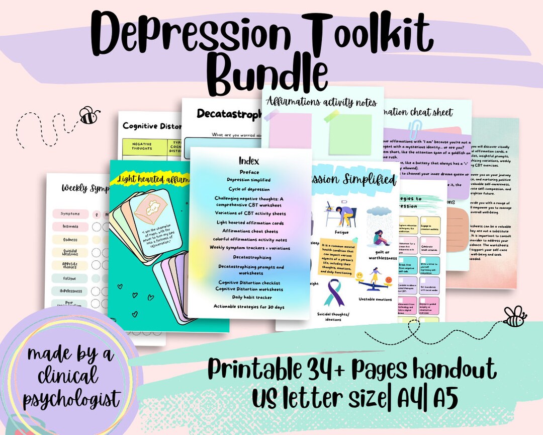 Depression Workbook Brain and Depression Handout Cards - Etsy