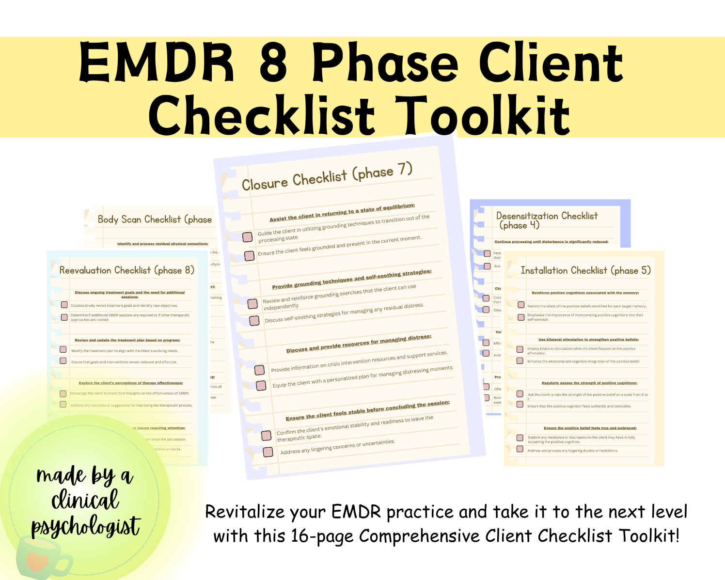 EMDR Client Checklist Toolkit, EMDR Worksheets, EMDR Scripts, Emdr ...