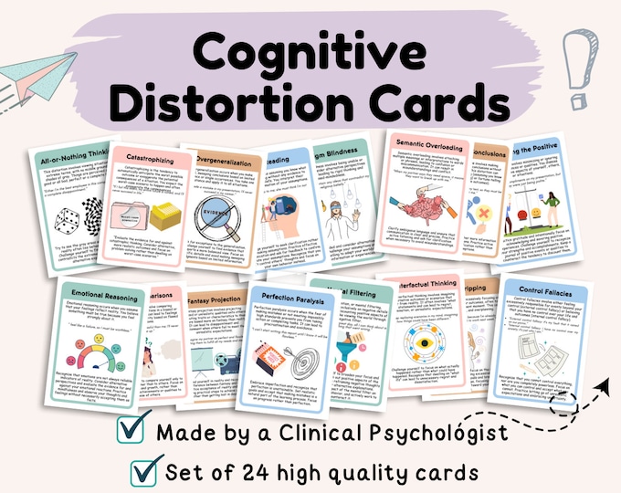 Cognitive Distortion Cards, CBT Cards, Cognitive Behavior Therapy Cards ...
