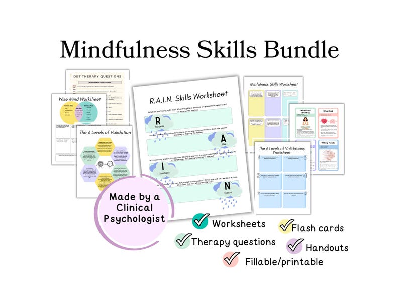 Mindfulness DBT Skills Wise Mind DBT Therapy Tools Mindfulness Cheat ...