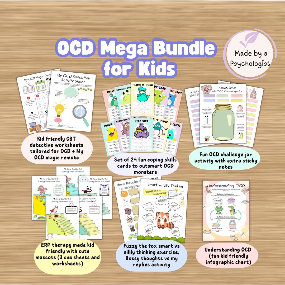 OCD Worksheets Bundle for Kids | Child Friendly ERP & CBT Therapy Tools ...