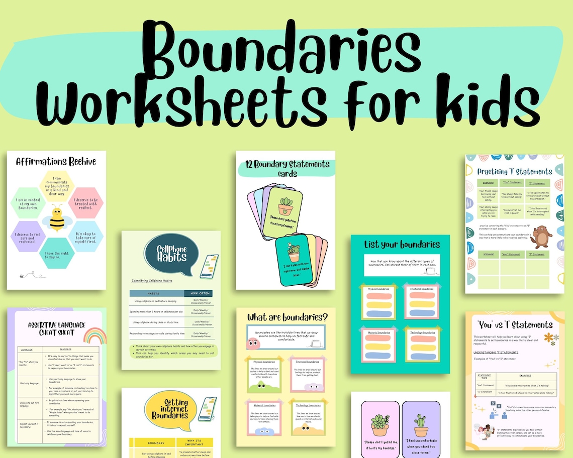 Boundaries Worksheets Therapy for Kids and Teens Mental Health - Etsy
