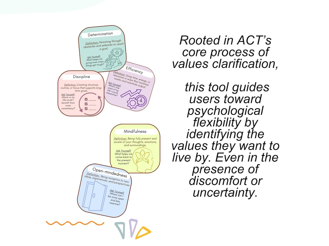 ACT Core Values Cards Acceptance and Commitment Therapy Values ...
