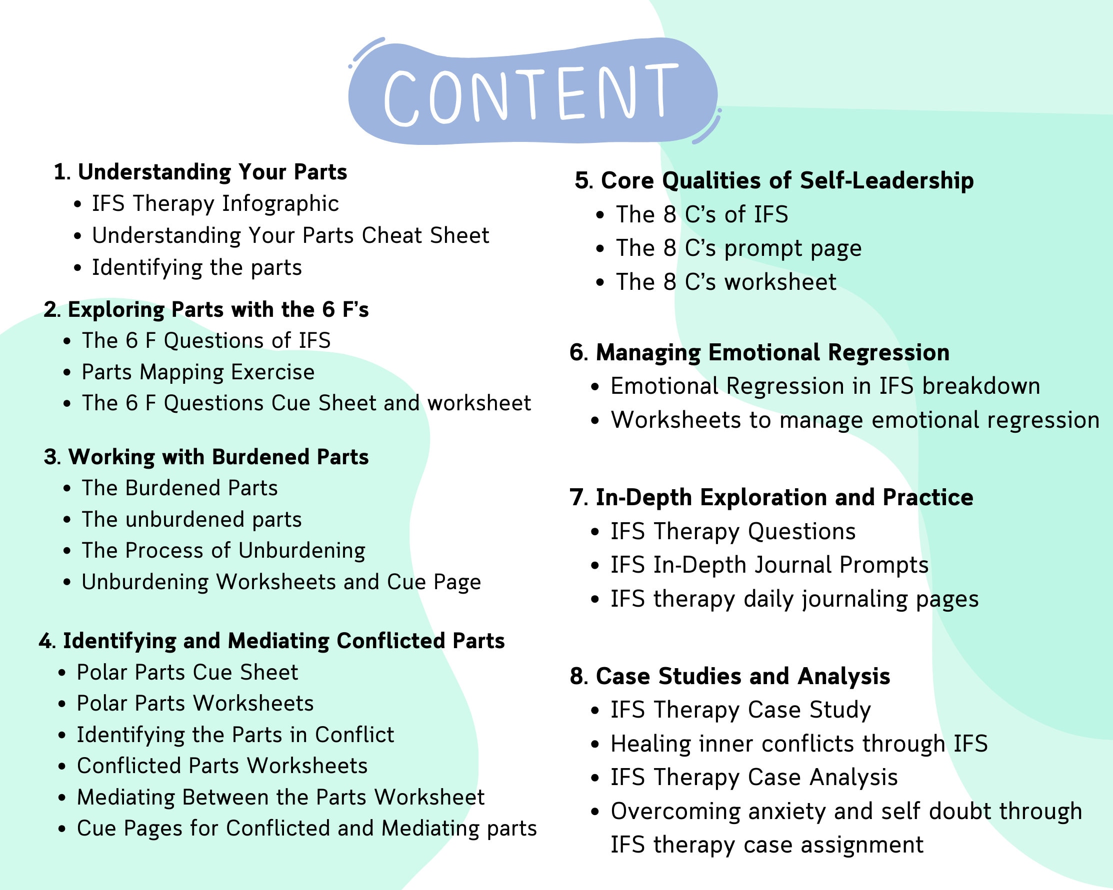 IFS Worksheets, Internal Family Systems Workbook, IFS Cheat Sheet, IFS ...