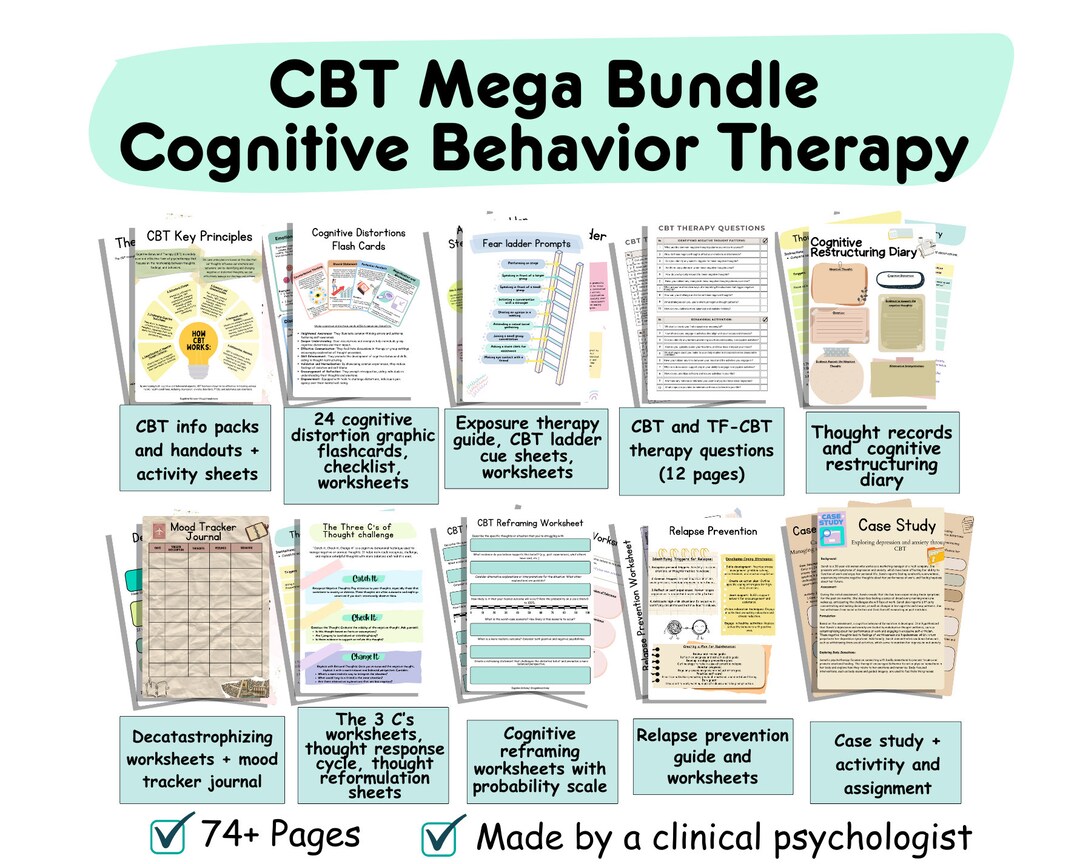 CBT Bundle CBT Worksheets Cognitive Behavior Therapy Cognitive ...
