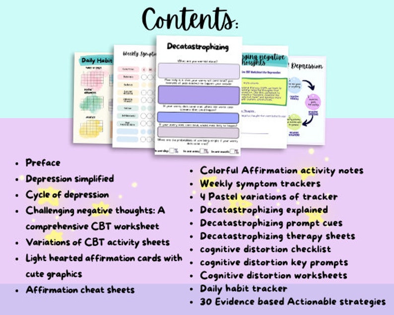 Depression Workbook Brain and Depression Handout Cards - Etsy